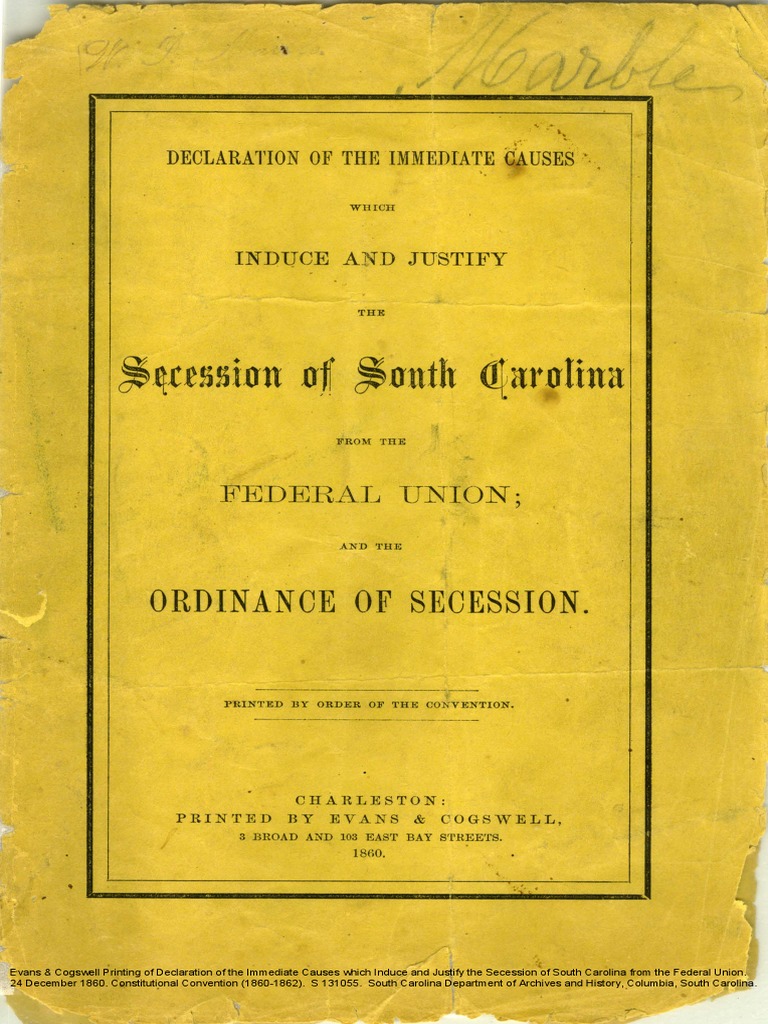 South Carolina's Secession Declaration | PDF | South Carolina | Secession