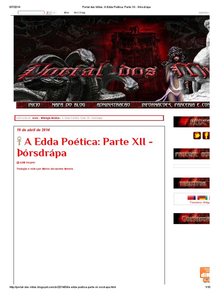 Portal Dos Mitos - A Edda Poética - Parte XII - Þórsdrápa | PDF | Thor ...