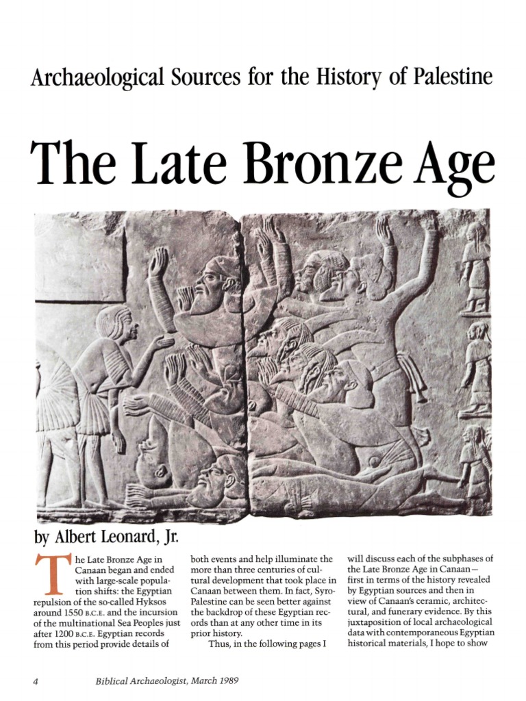 Archaeological Sources For The History of Palestine - Late Bronze Age ...