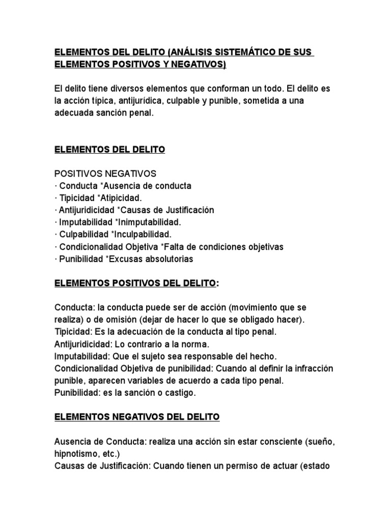 Elementos Del Delito Informacion Gral | PDF | Intención (Derecho Penal ...