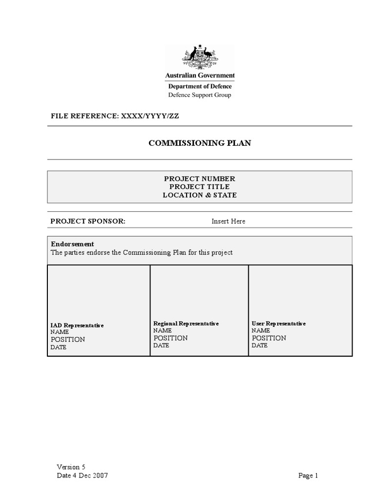 Commissioning Plan Template Guide | PDF
