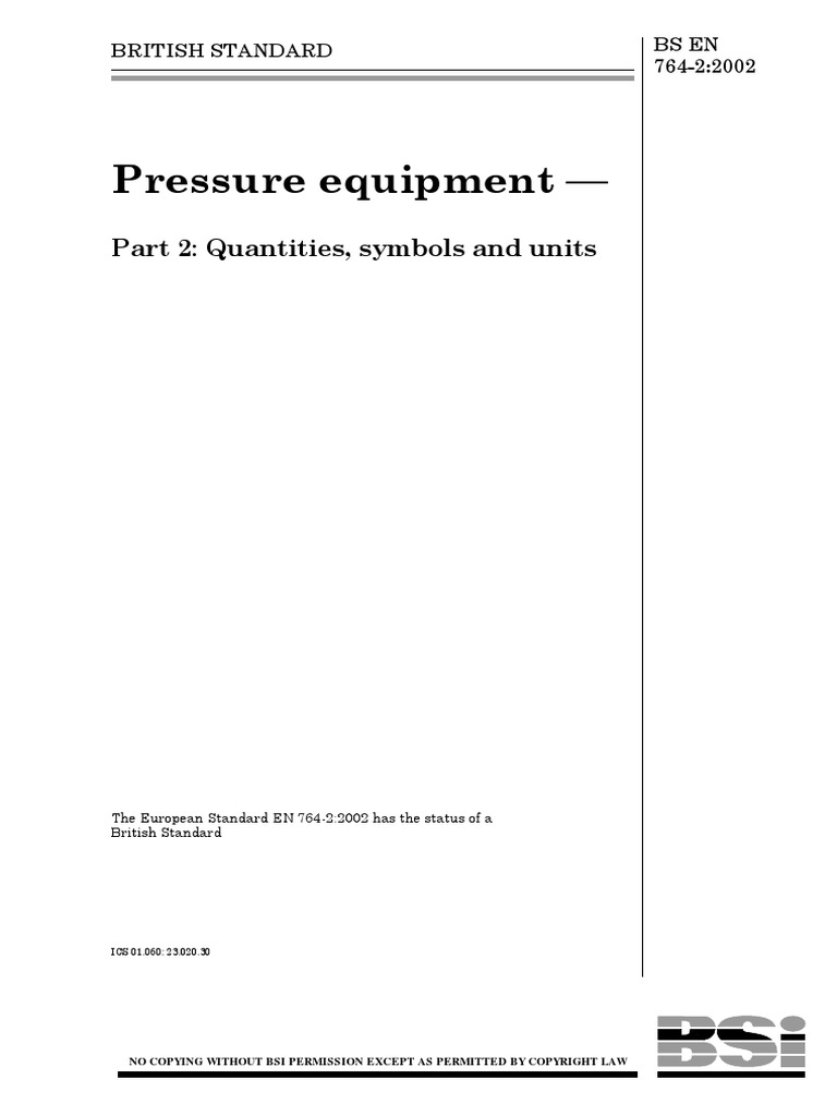 Bs en 764-2-2002 Pressure Equipment Part 2 Quantities Symbols | PDF ...