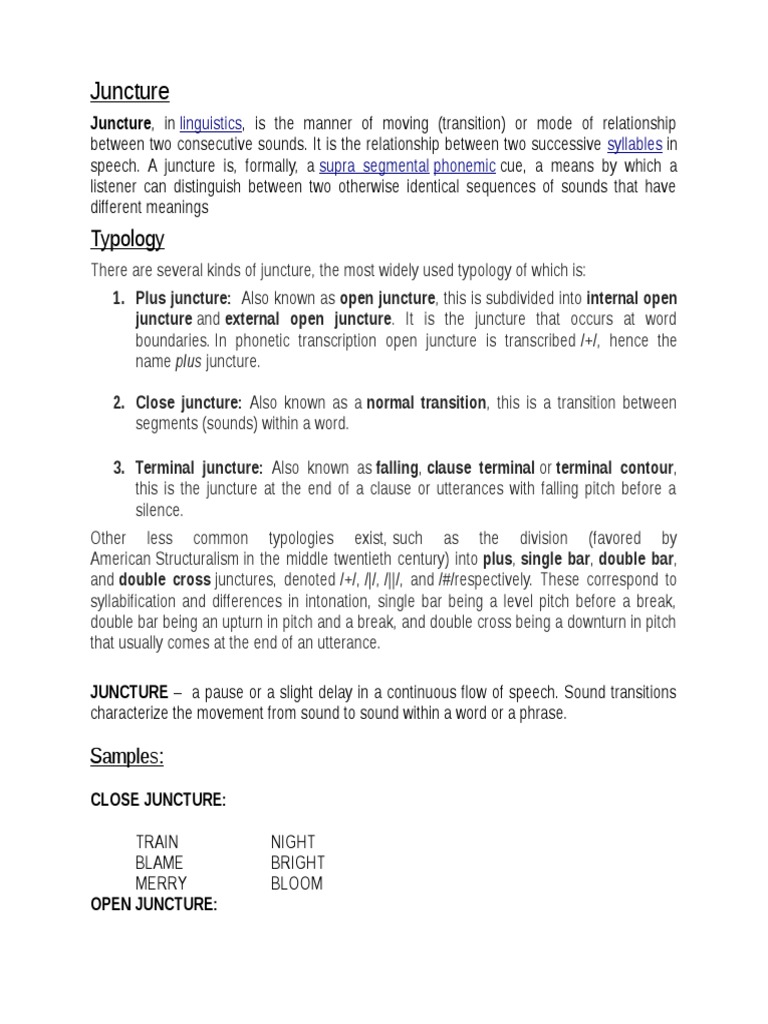 Juncture | PDF | Symbols | Oral Communication