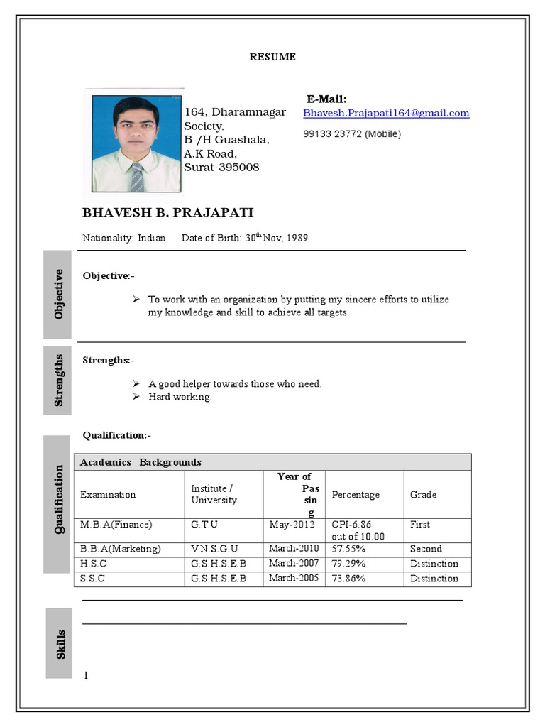 Bhavesh Resume..... | PDF | Career & Growth