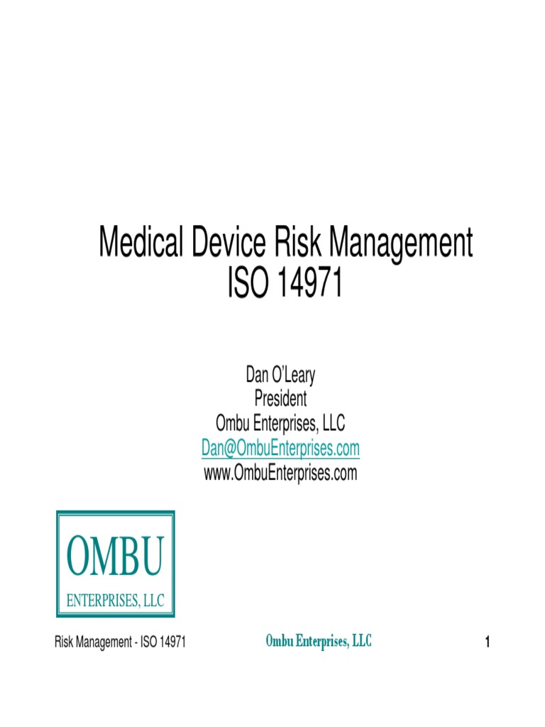 Medical Device Risk Management - IsO 14971 | PDF | Risk Management ...