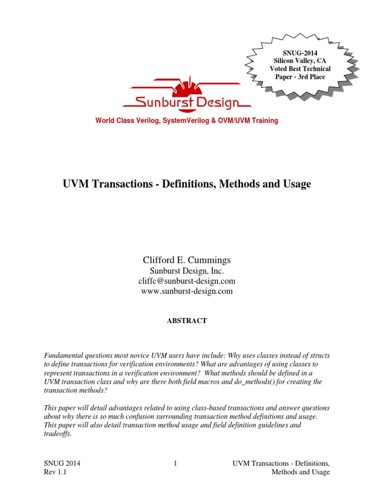 CummingsSNUG2014SV UVM Transactions | PDF | Class (Computer Programming) | Inheritance (Object ...
