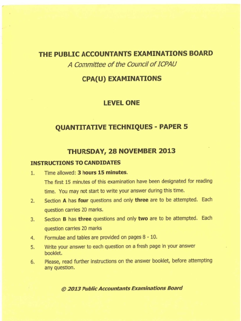 Cpa 5 Quantitative Techniques | PDF