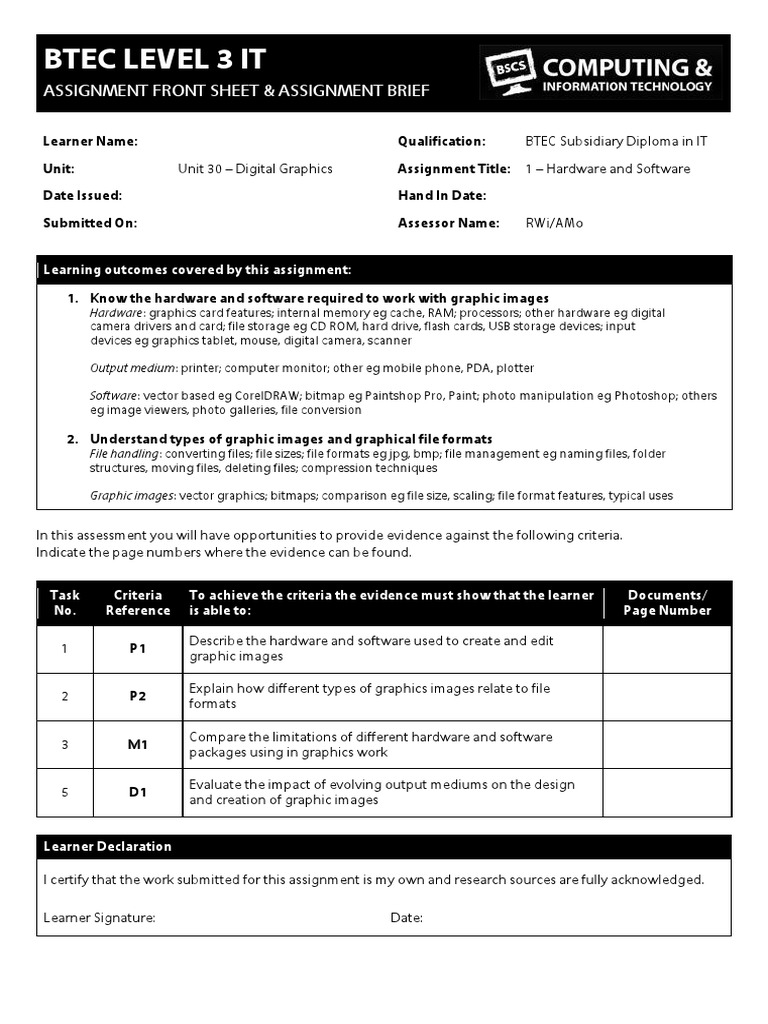 Unit 30 - Assignment 1 | Download Free PDF | Computer Hardware | Computing