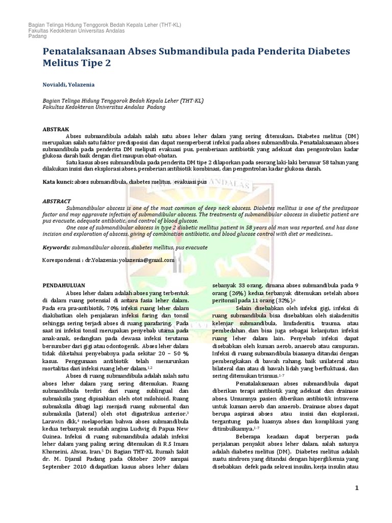 Abses Submandibula Pada Penderita Diabetes Melitus - Repositori PDF | PDF