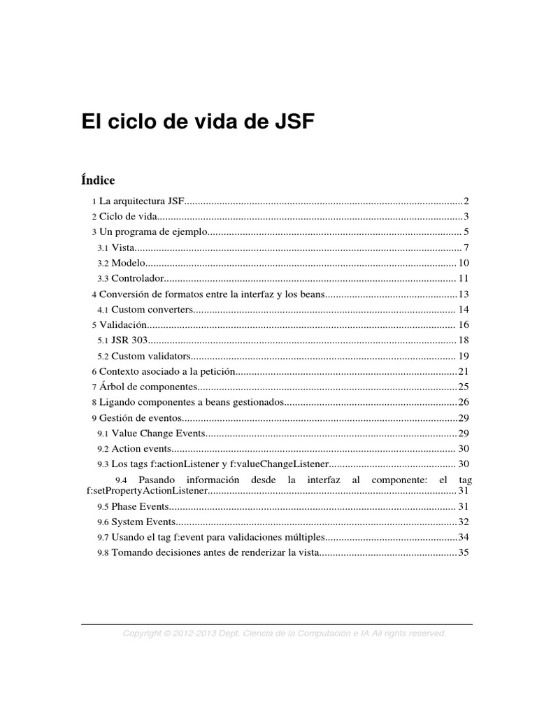 JSF Ciclo de Vida | PDF | Java (lenguaje de programación) | Aplicación web
