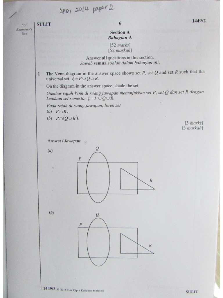 SPM Math 2014 Paper 2