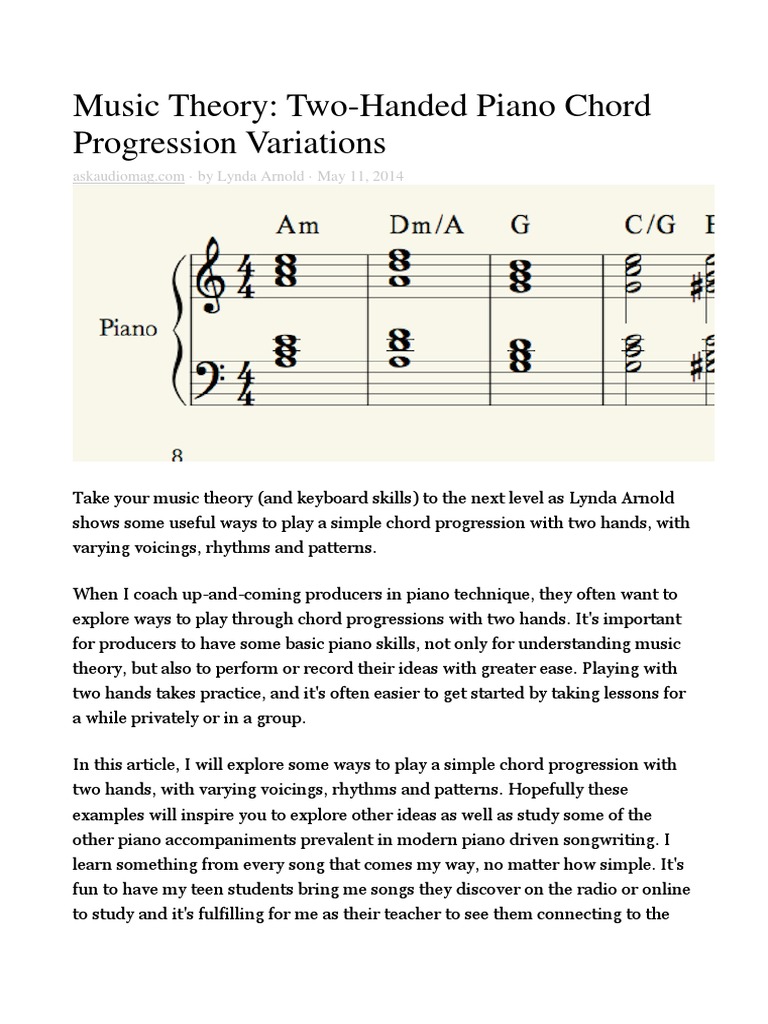 Two-Handed Piano Chord Progression Variations | Chord (Music) | Harmony