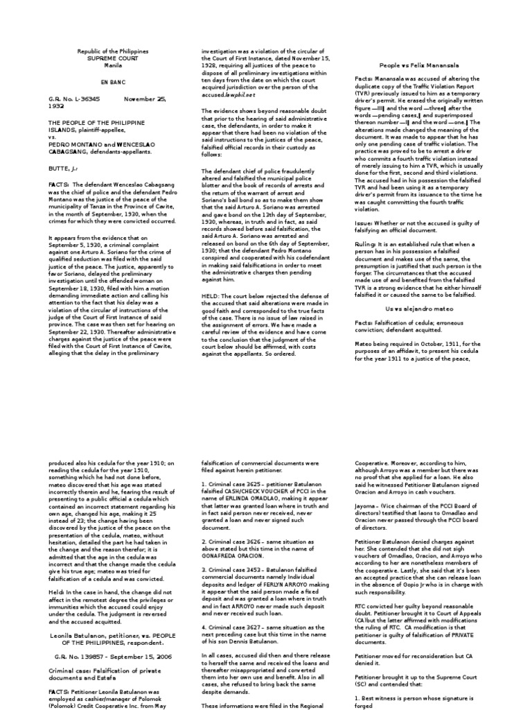 Crim 2 Digested Cases | PDF | Falsifiability | Forgery