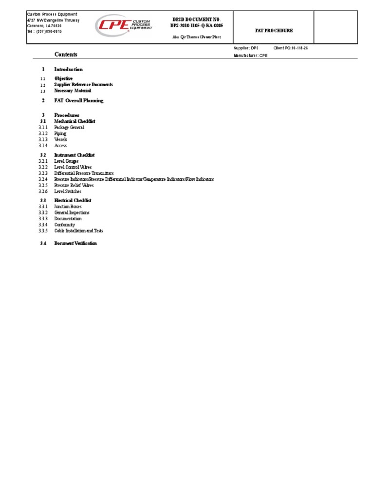 Psp Fat Procedure_template | Electrical Wiring | Verification And ...