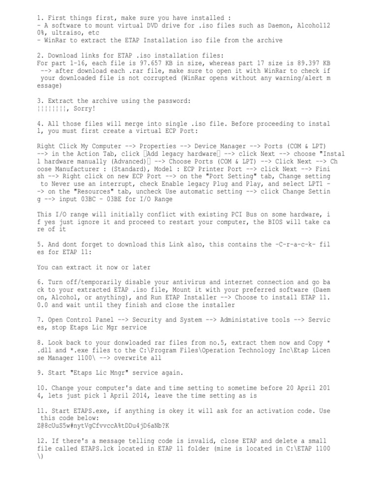 Etap Installation Steps | PDF | Computer File | Computer Architecture
