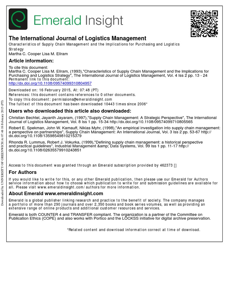 Characteristics of Supply Chain Management and The Implication For ...
