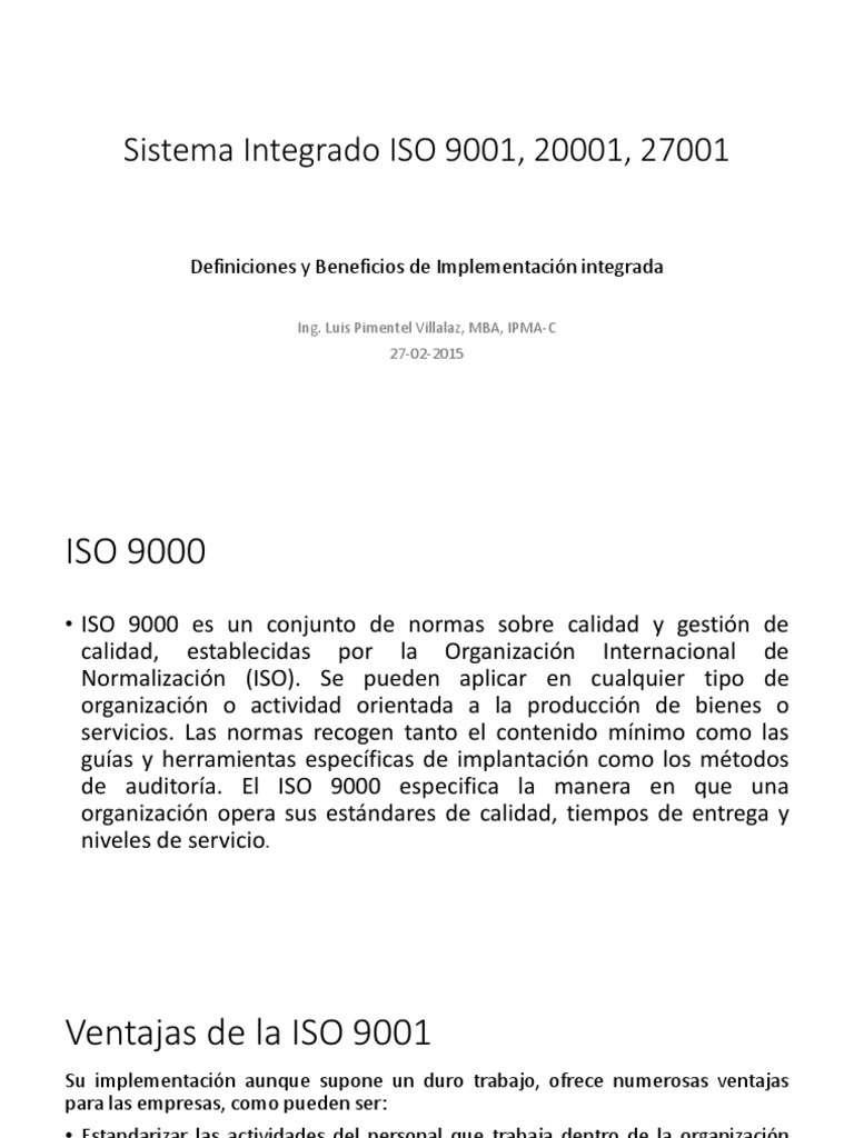 Sistema Integrado ISO 9000, ISO 20001 e ISO 27001 | PDF | Iso 9000 ...
