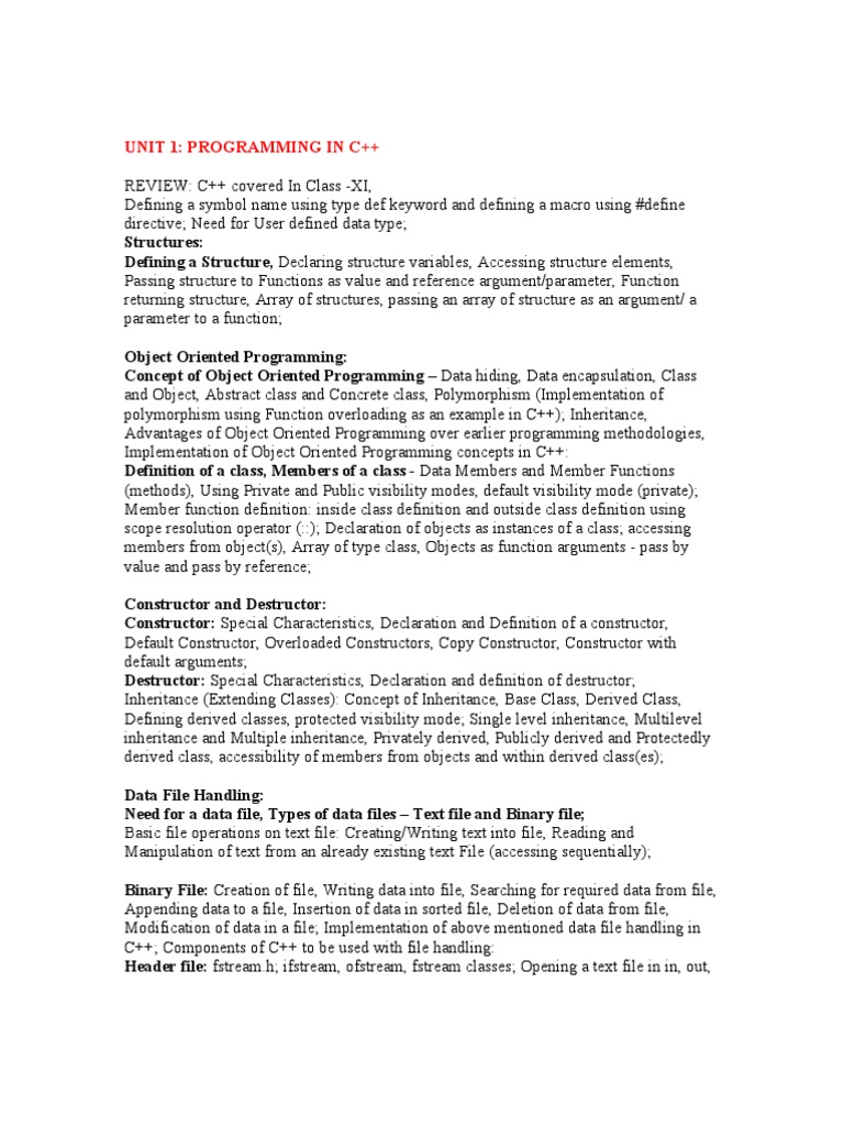 Computer Science Xii Pdf Constructor Object Oriented Programming