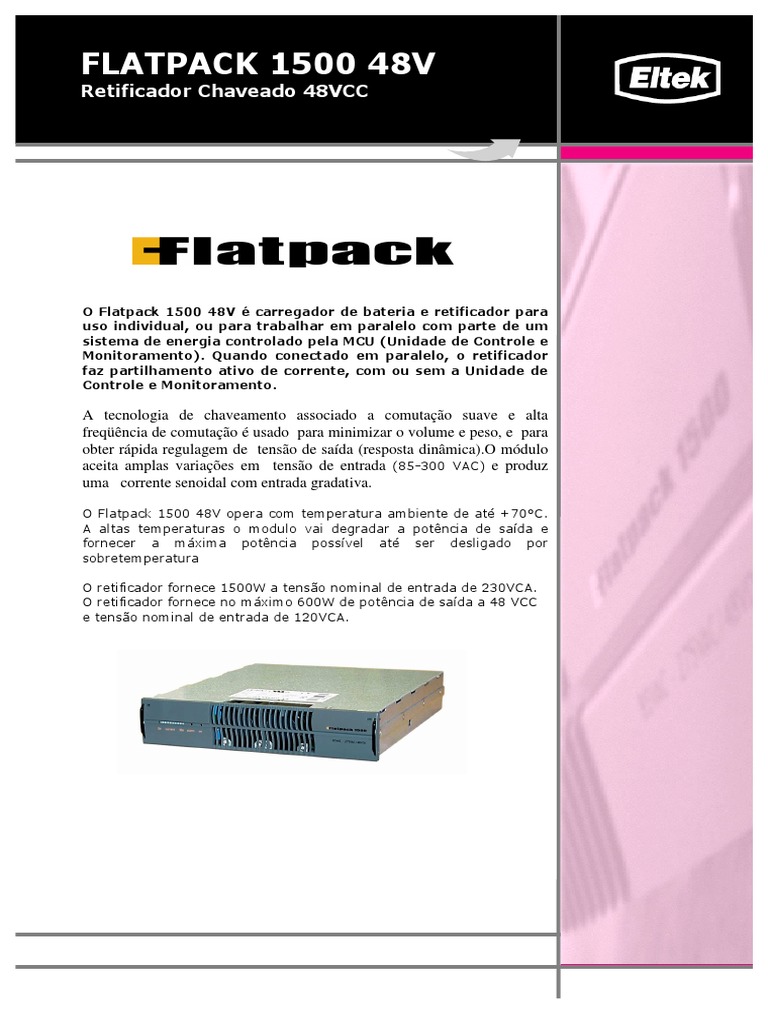 Flatpack 1500 48V: Especificações do Retificador | PDF | Diodo emissor ...
