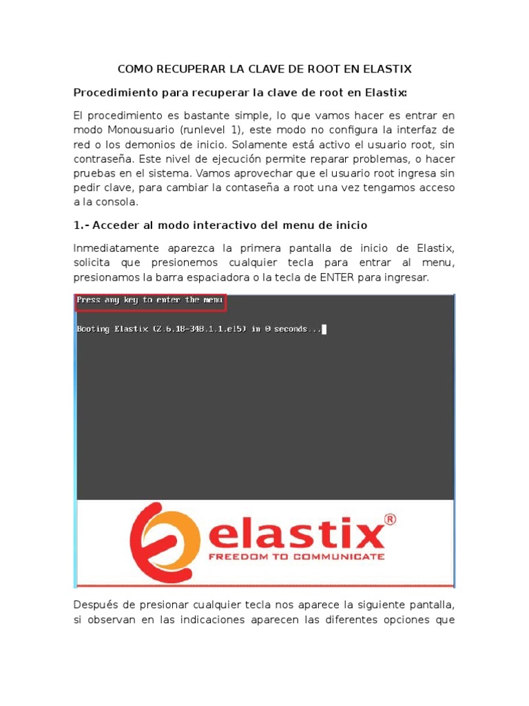 Como Recuperar La Clave de Root en Elastix | Descargar gratis PDF | Interfaz de línea de comando ...