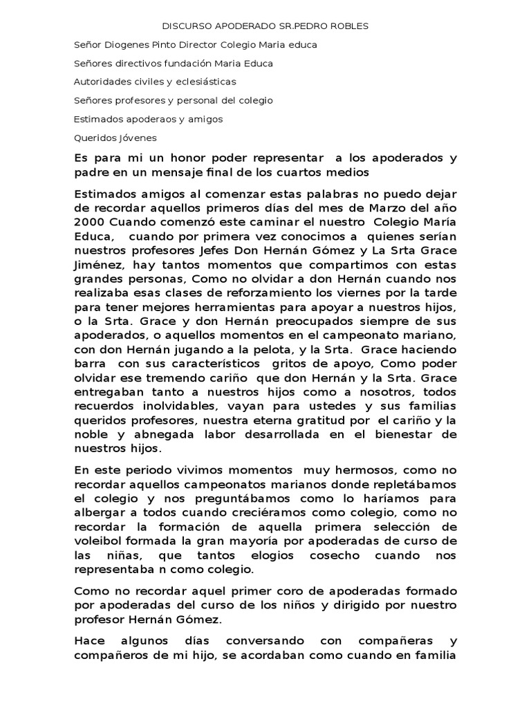 Discurso Apoderado | PDF