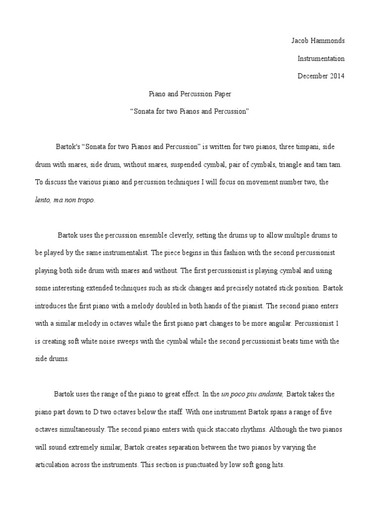 Percussion Paper | PDF | Piano | Classical Music