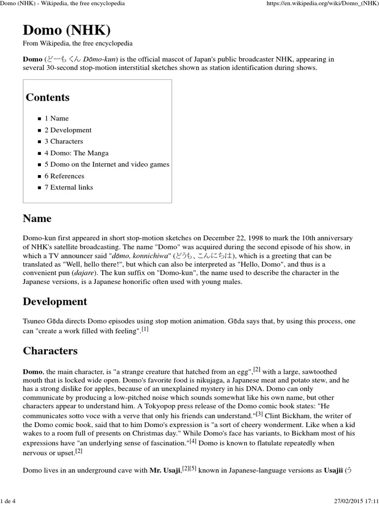 Domo (NHK) - Wikipedia, The Free Encyclopedia | PDF | Leisure