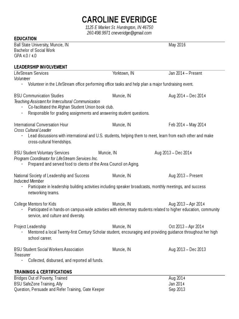 Caroline Everidge Resume | PDF | Social Science