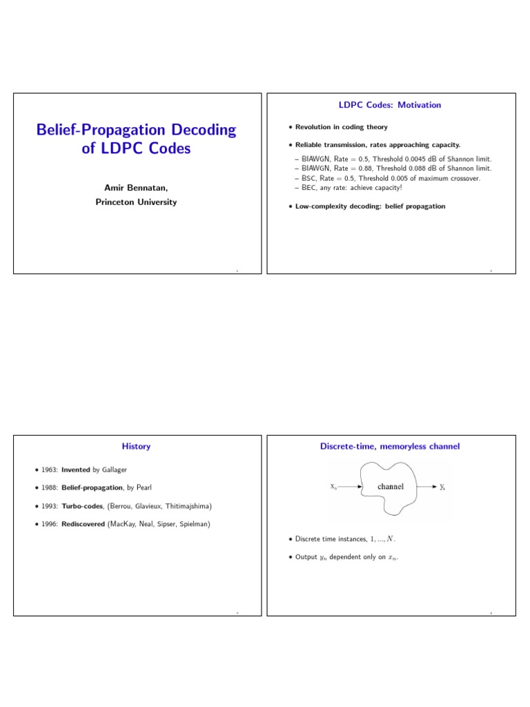 Belief Propagation Decoding Of Ldpc Codes Pdf Low Density Parity Check Code Theoretical
