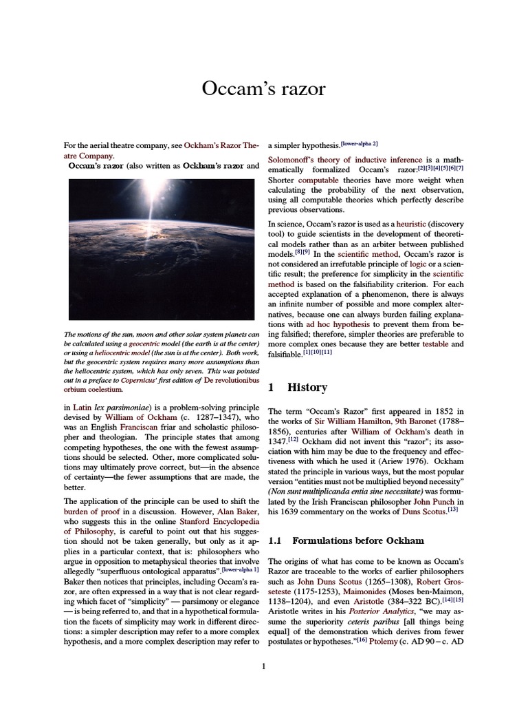 Occam's Razor | PDF | Occam's Razor | Metaphysics