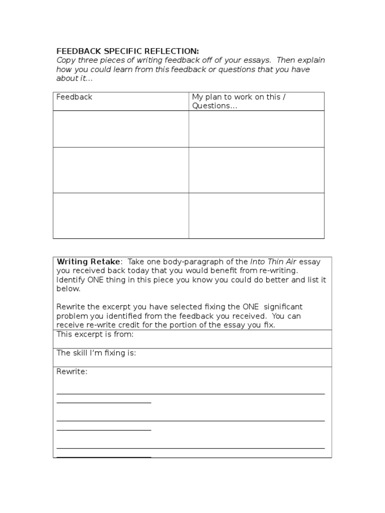 Student Essay Feedback Guide | PDF