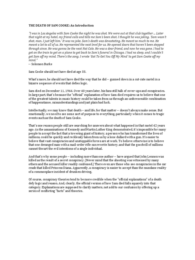 The Murder of Sam Cooke | PDF | Crime & Violence | Crime Thriller