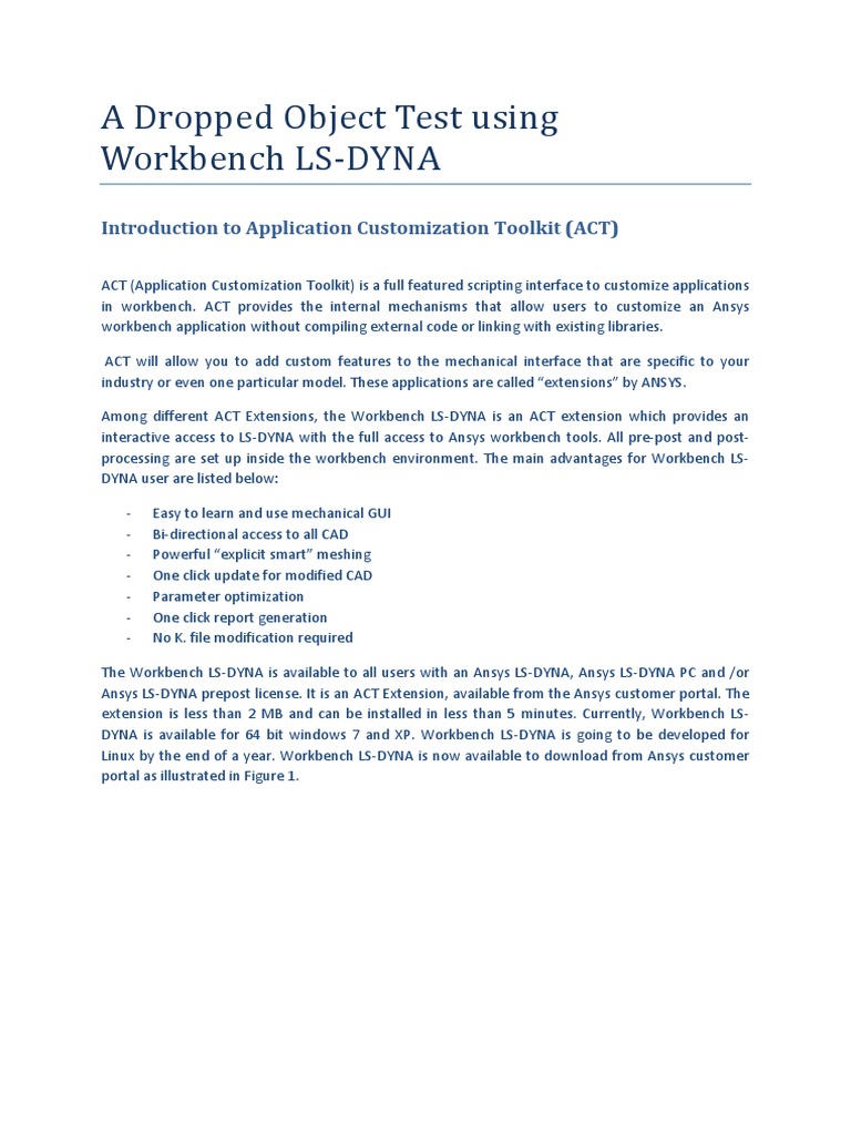 Dropped Object Test in LS-DYNA | PDF