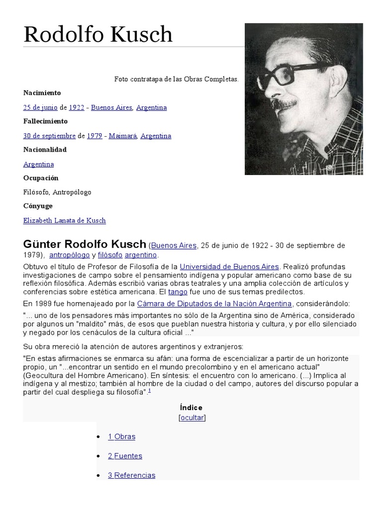 Biografía de Rodolfo Kusch | PDF | Argentina | Américas