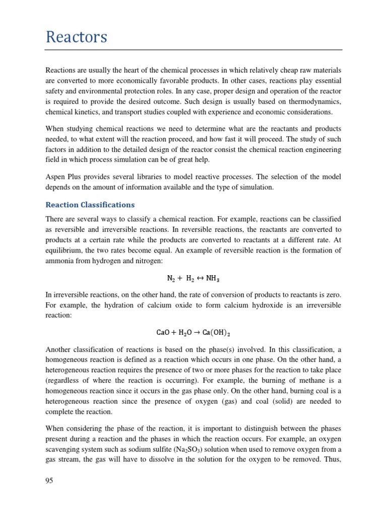 Modeling Chemical Reactors: An Overview of Reactor Types, Reaction ...