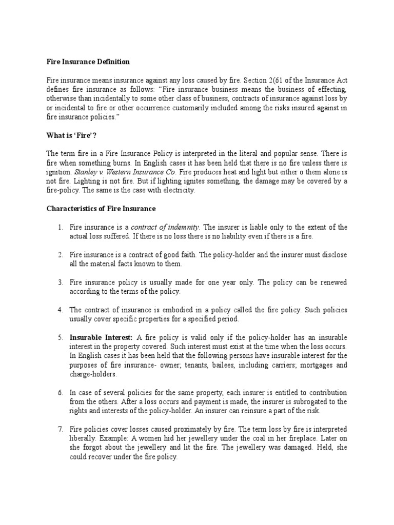 Fire Insurance Definition - Docx New - Docx Navnath | PDF | Property ...
