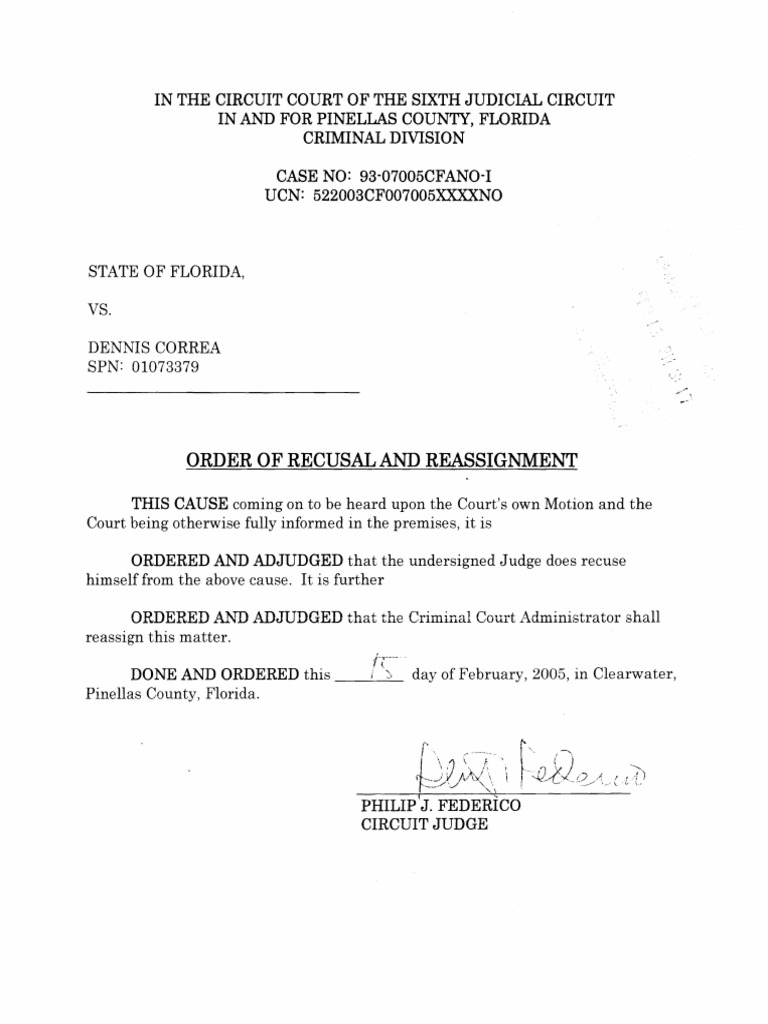 Order of Recusal and Reassignment | PDF | Judicial Disqualification ...