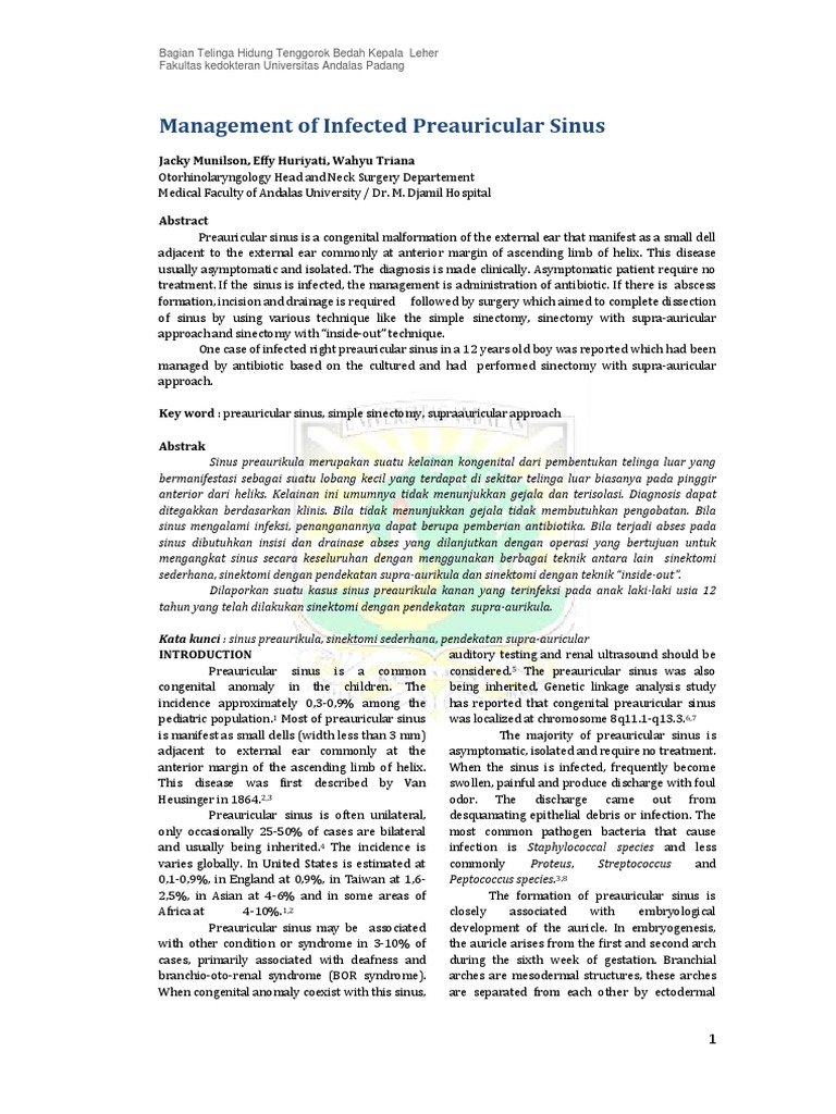 Case Preauricular Sinus | PDF | Bedah | Luka