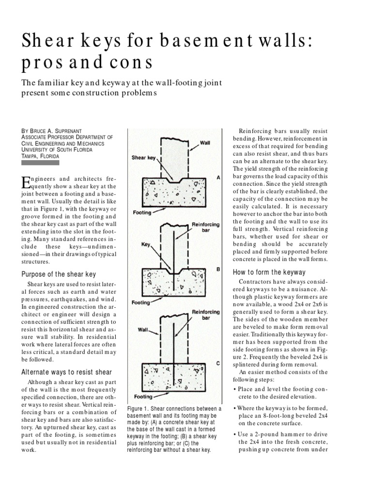 Shear Keys For Basement Walls - Pros and Cons | PDF | Basement ...