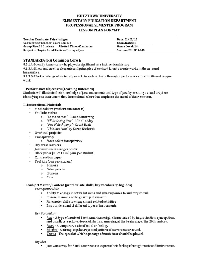 History of Jazz Lesson Plan | PDF | Jazz | Rhythm