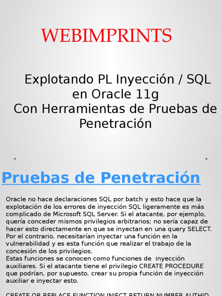 SQL en Oracle 11g Con Herramientas de Pruebas de Penetracion | PDF | SQL | Servidor SQL de Microsoft