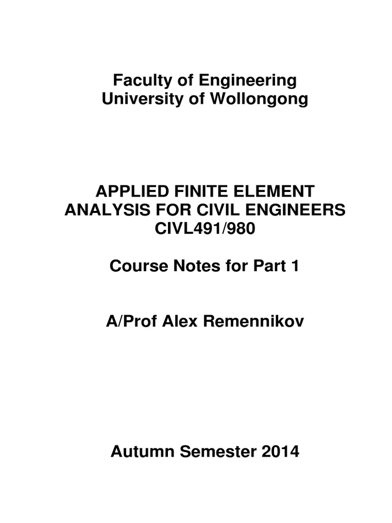 Finite Element Analysis Lecture Pdf Finite Element Method Structural Analysis