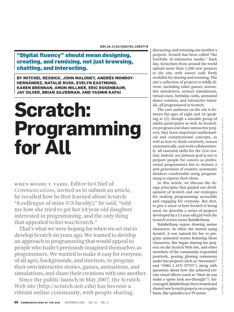 Scratch: Programming For All | PDF | Scratch (Programming Language) | Computer Programming