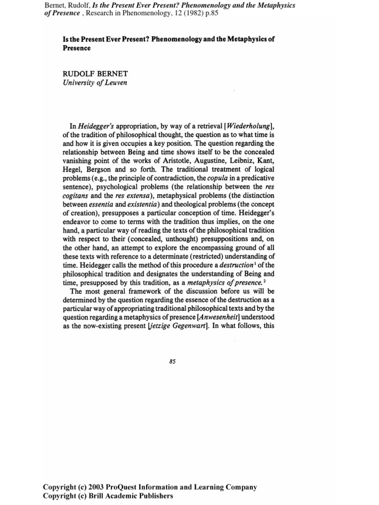 Rudolf Bernet - Is The Present Ever Present Phenomenology and The ...