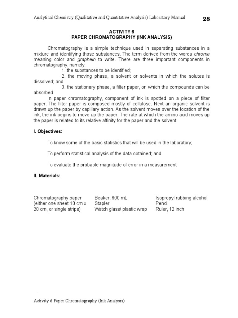 Activity 6 Paper Chromatography (Ink Analysis) | PDF | Chromatography ...