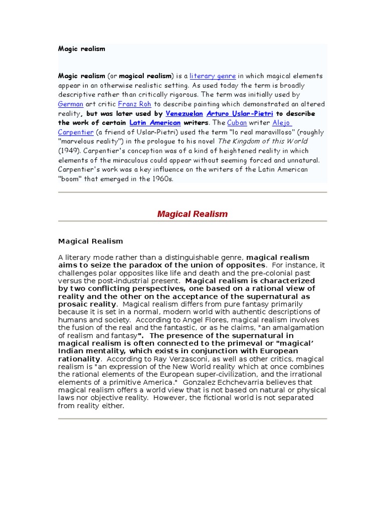 Magical Realism: Literary Genre | PDF