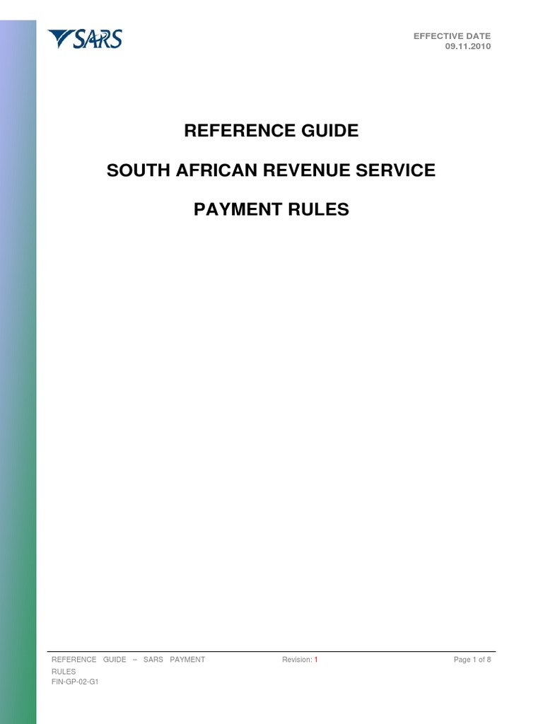 Sars Payment Rules | Taxes | Payments