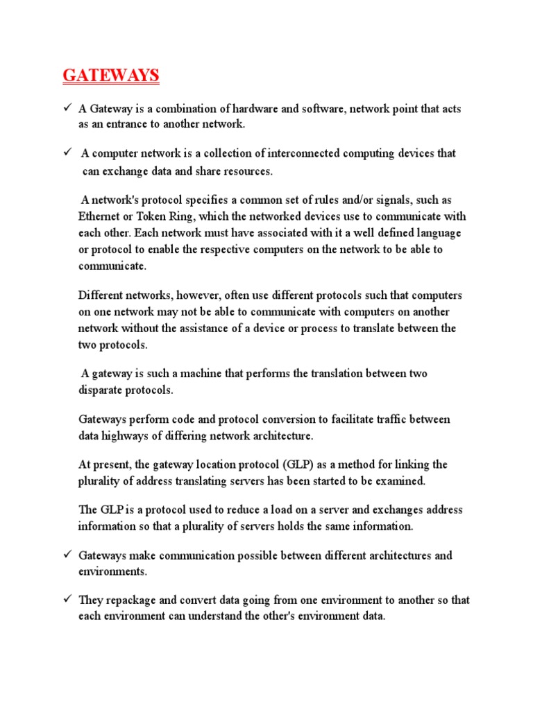 Gateways in Networking | Download Free PDF | Gateway ...