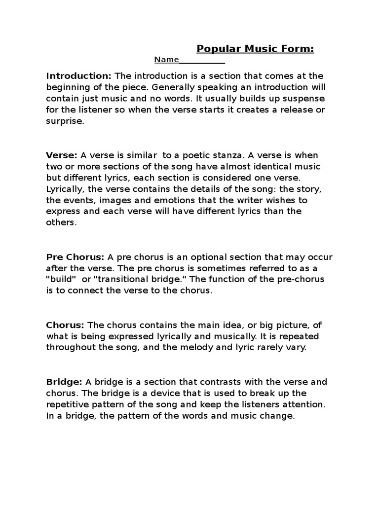 Popular Music Form | PDF