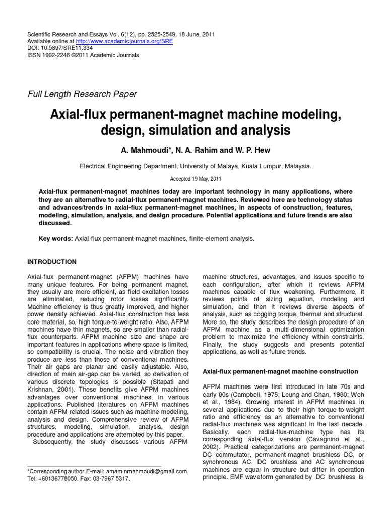 Axial-Flux Axial-Flux Permanent-Magnet Machine Modeling, Permanent-Magnet Machine Modeling | PDF ...